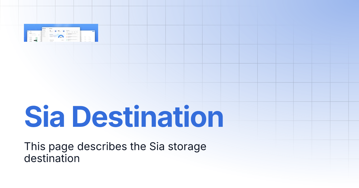Sia Destination | Duplicati