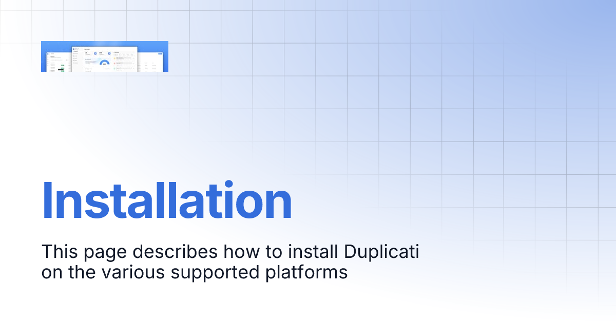 Installation | Duplicati