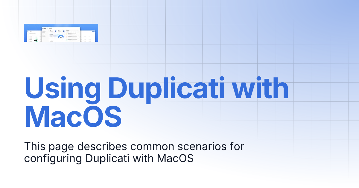 Using Duplicati with MacOS | Duplicati