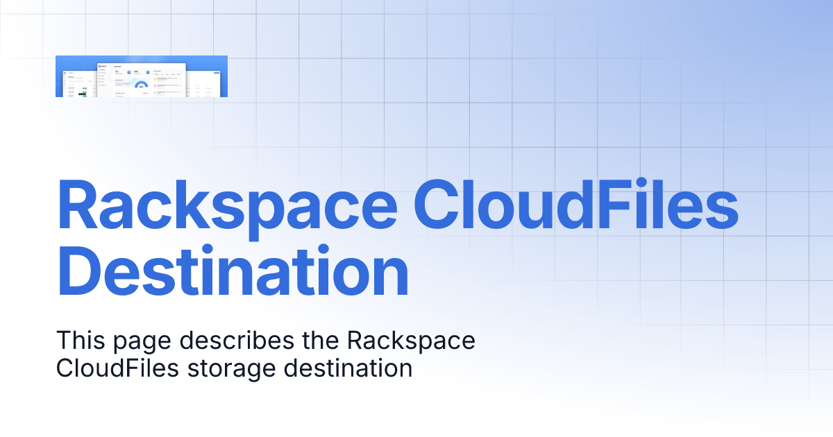 Rackspace CloudFiles Destination | Duplicati